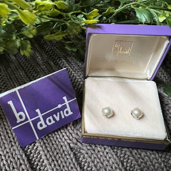B David | Jewelry | Vintage 4k White Gold Pearl Studs | Poshmark